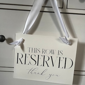 2 Reserved Signs for Wedding Chairs or Church Pews this Row is Reserved ...