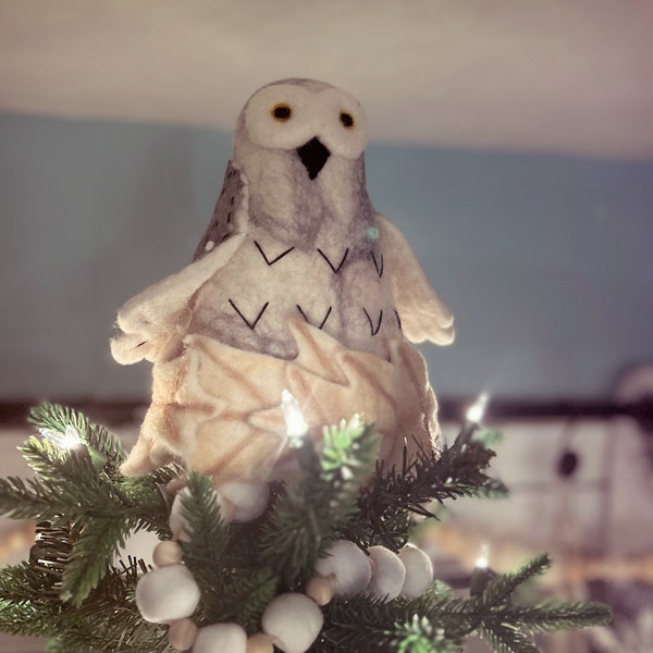 Handmade Wool Felt Snowy Owl Christmas Tree Topper: Fair Trade Decor - Etsy