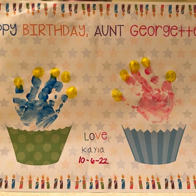 Mom Happy Birthday Cupcake Handprint Craft Birthday Card Keepsake for ...
