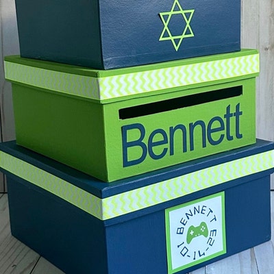 Custom Birthday Card Box, 3 Tier, Card Holder, Square, Black and White ...