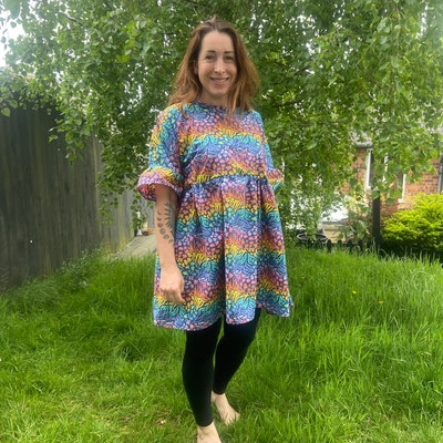 Gathered Smock Dress Sewing Pattern Short Sleeve XS-XL Instant Download ...