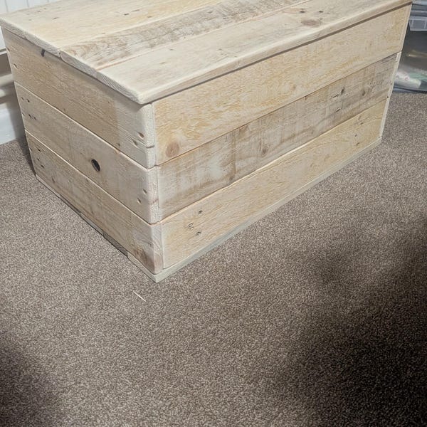 Rustic Wooden Storage Box With Hinged Lid. - Etsy UK