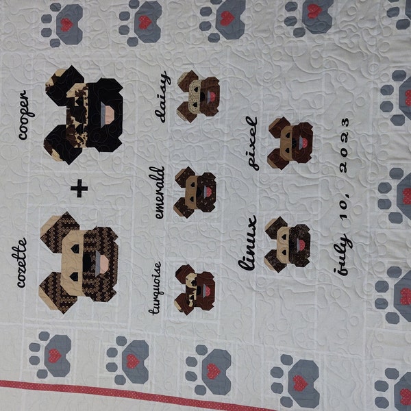 Love and Pawprints Dog / Cat Pet Paw With Heart Animal PDF Quilt Block ...