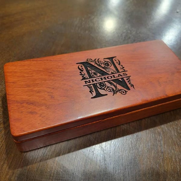 Engraved Wooden Pen Set Monogramed Pen Case Rosewood Pen Box Pen ...