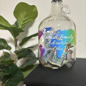 Our Adventure Fund World Map Money Jar Travel Fund 1 Gallon Glass Jug ...