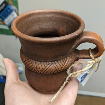 Rustic Pottery Coffee Mugs Large & Small, Glazed Clay Modern Rustic ...