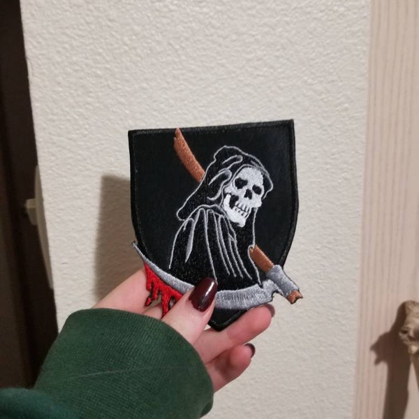 Grim Reaper Embroidered Patch, Death Iron on Patch, Skull Patch, Hooded ...