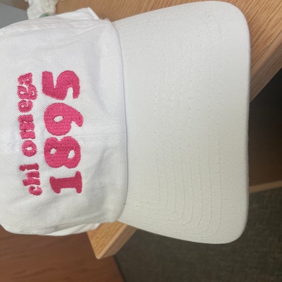 Chi Omega Cursive Baseball Hat Embroidered Baseball Cap // Sorority ...