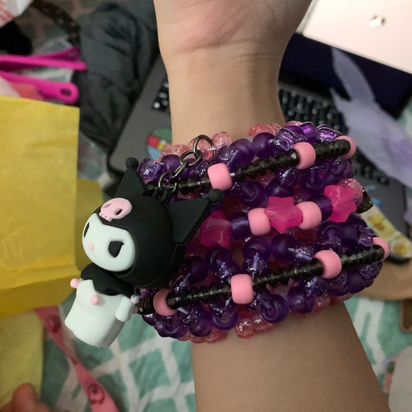 Kawaii Blue and Purple Starburst Kandi Cuff, Scenecore Ravewear Emo ...