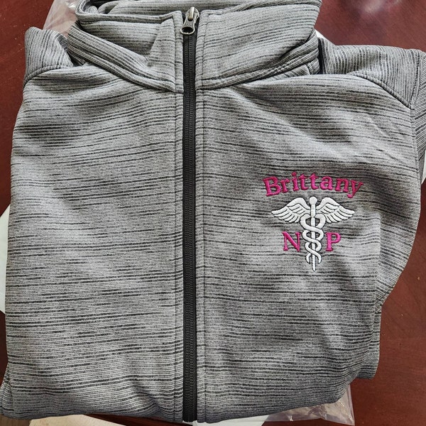 Personalized Ladies Nurse/doctor Embroidered Full Zip Jacket, LPN, CNA ...