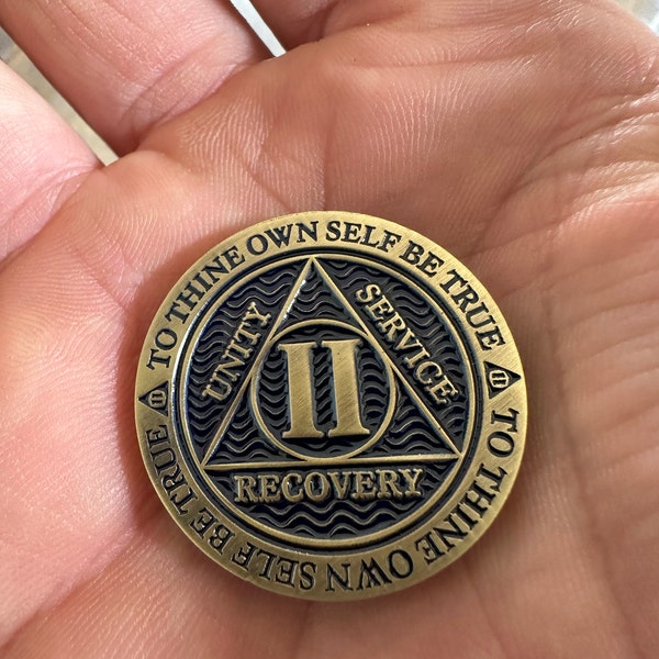 1 2 3 4 5 6 7 8 9 or 10 Year AA Medallion Antique Bronze and Blue ...