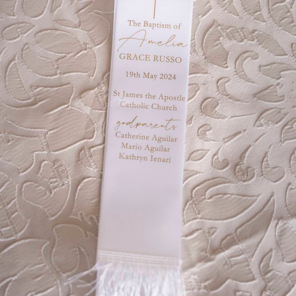 Personalized White Satin Confirmation Stole With Metallic Gold Print - Etsy