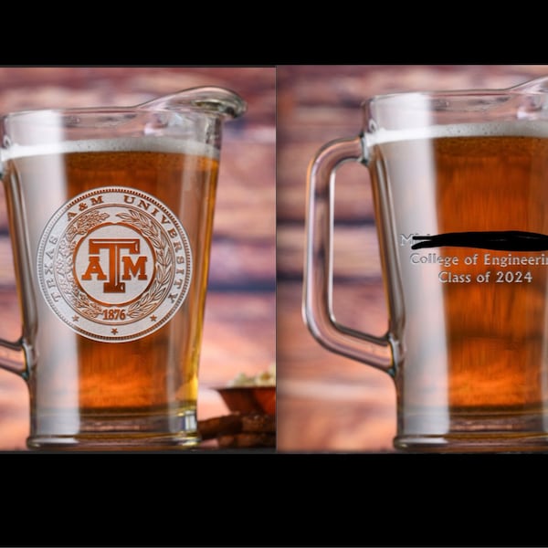 Your Logo Engraved Beer or Ice Tea Pitcher, Custom Pitcher, Etched ...
