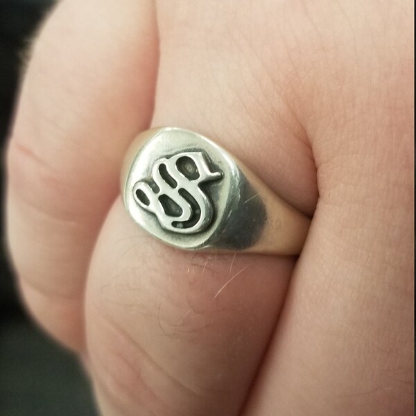 Monogram Ring .men Initial Ring. Silver Monogram Ring. Personalized Ring .guti Initial Ring. Old ...