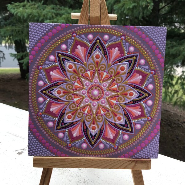 Mandala Stone Painted Rock Hand Painted Original Dot Art Mandala Rock ...