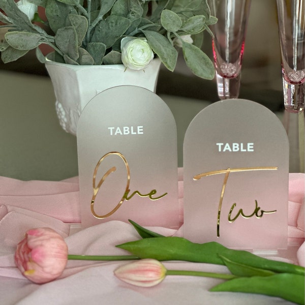 Frosted Arch Acrylic Table Numbers - Frosted Acrylic Sign - Wedding ...