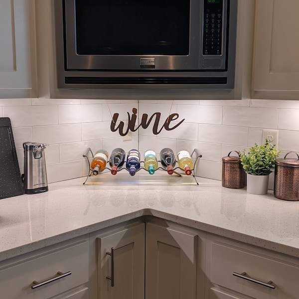 Wine Sign | Metal Wine Sign | Cursive Wine Rack Sign | Metal Wine Bar ...
