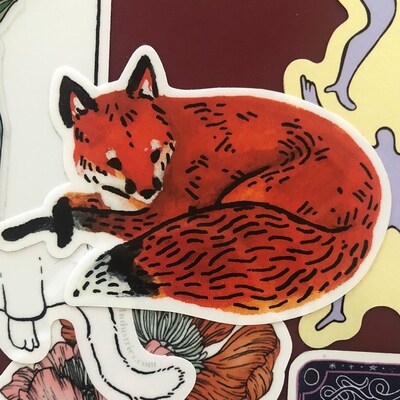 Red Fox Animal Sticker Waterproof Vinyl Sticker - Etsy