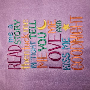 Reading Pillow Embroidery Design Read Me a Story Embroidery Design Tuck ...