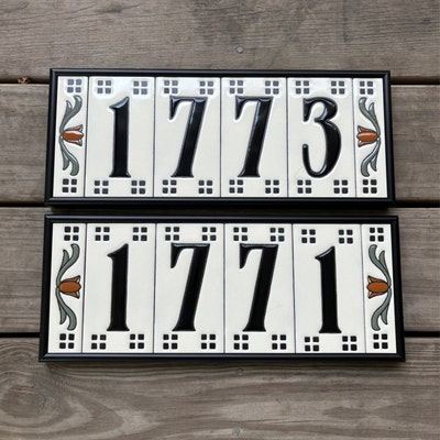 Craftsman House Number Tiles Custom Hand-glazed Tulip Tiles Address ...