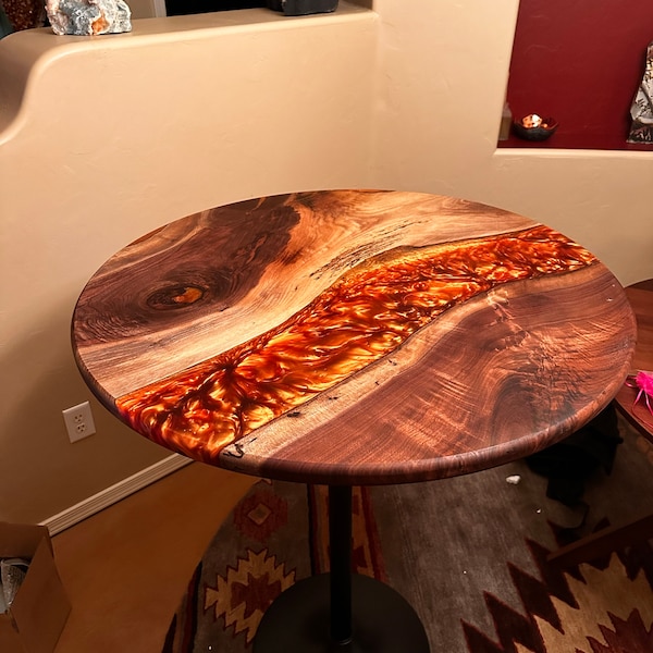 Custom Live Edge 36" Round Walnut | Cherry Burl | Maple | Bistro Table ...