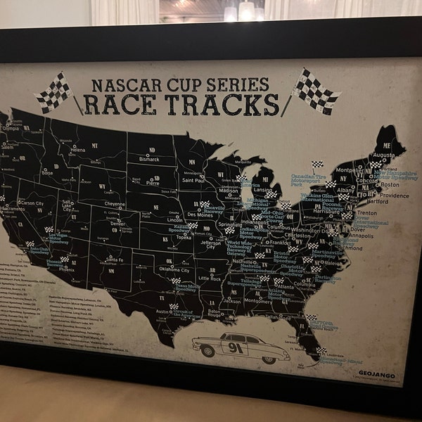 NASCAR Race Tracks Map - NASAR Gift - Vinitage Raceway Fan Vintage ...