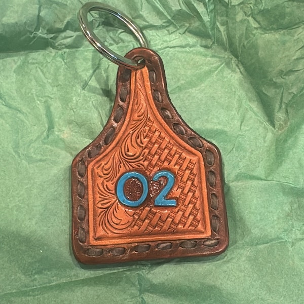 Handmade Leather Ear Tag Key Chains Personalized With Your Initials or ...