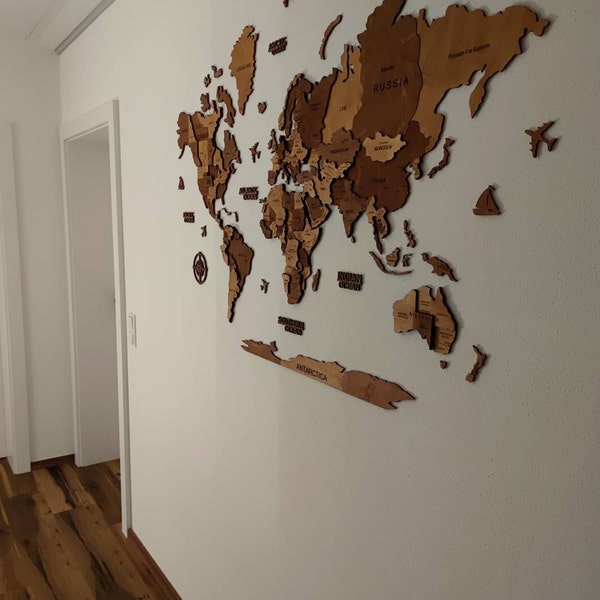 World Wood Map Wooden Wall Map 3 D Wood Wall Map Travel World Map ...