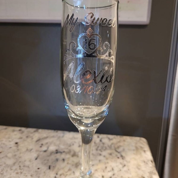 Copa De Vidrio Personalizada Para Quinceañera O Sweet 16! Personalized ...