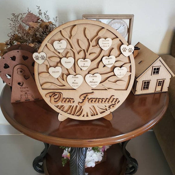 Family Tree Round Sign Bundle SVG DXF, Laser Cut Files Glowforge, Front ...