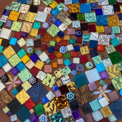 25 Foil-backed Mosaic Tiles, 15 Mm Glass Tiles, Metallic Tiles, Square ...