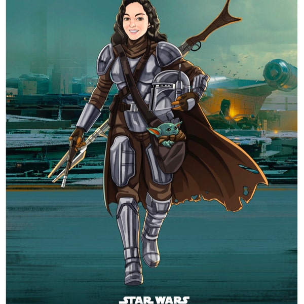 The Mandalorian,mandalorian Portraits,star War,cartoon Family Portrait ...