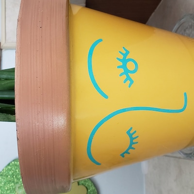 Face Decal for Flower Pot Vinyl Decal Flower Pot Sticker Gardening ...