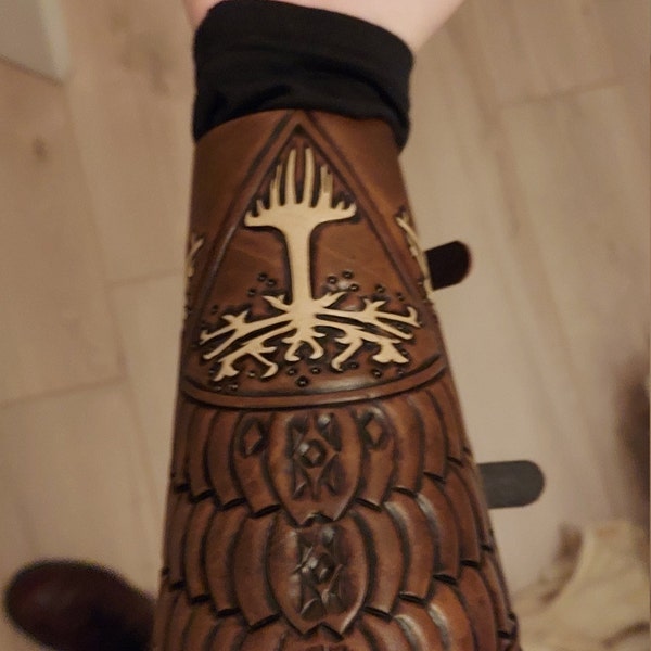 Leather Archery Bracer, Hand Tooled Arm Guard. Aragorn LOTR Tree of ...