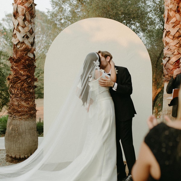 CARMEN | Juliet Cap Veil, Cathedral Veil With Lace, Boho Bridal Veil ...