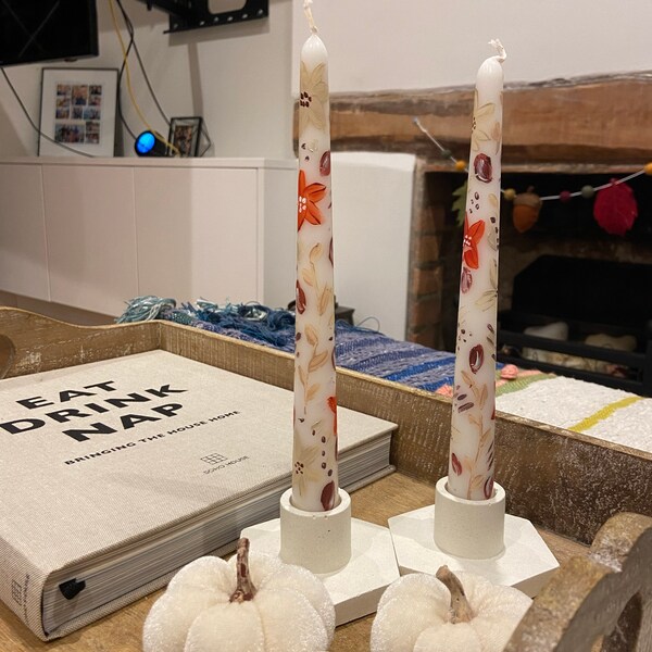 Hand Painted Oranges, Taper Candle, Hand Painted Candle, Home Decor ...