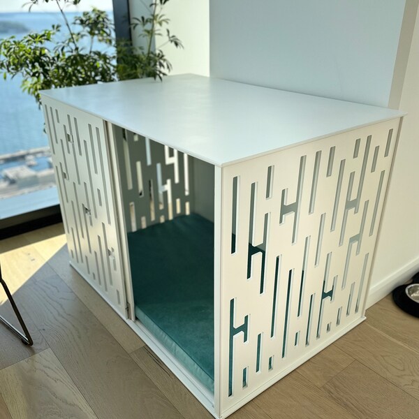 Small Modern Dog Crate With Sliding Door, Dog Crate Furniture, Wood Dog ...