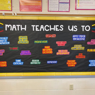 MATH Teaches Us Bulletin Board Kit Letters Math Bulletin Board ...