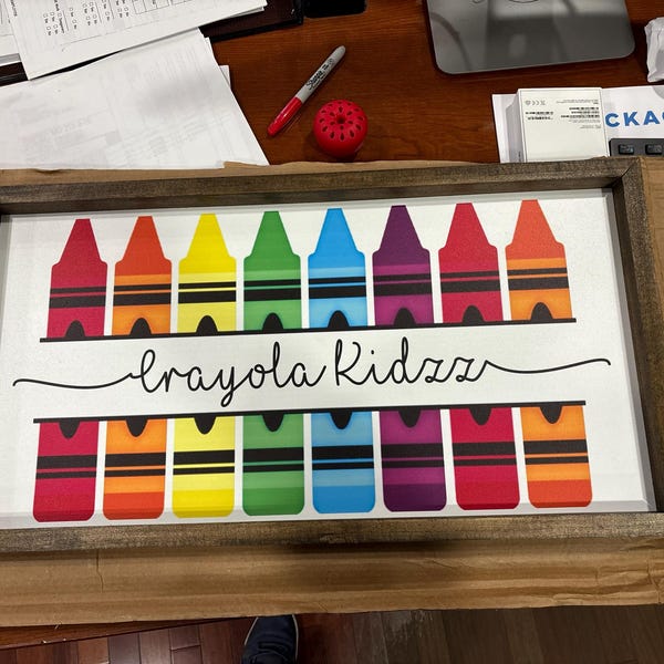 Crayon Teacher Classroom Sign, Personalized Classroom Sign ...