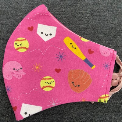 Softball Fabric Happy Softball and Friends Pink by Clayvision Softball ...