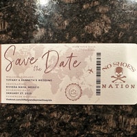 Boho Chic Boarding Pass Terracotta Save the Date Invitation for a ...