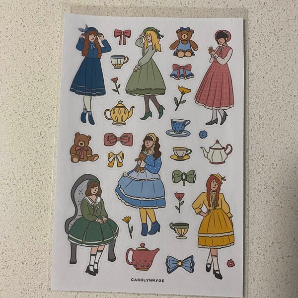 KAWAII RAINBOW GIRL Sticker Sheet // Aesthetic Candy Harajuku ...