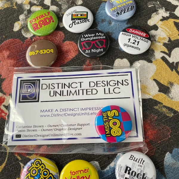 Everything 80's Buttons Party Favor (10 Pack), 1" or 1.5" or 2.25 ...