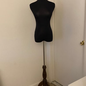 Female Display Dress Form in Black Jersey on Traditional Wood Tripod ...