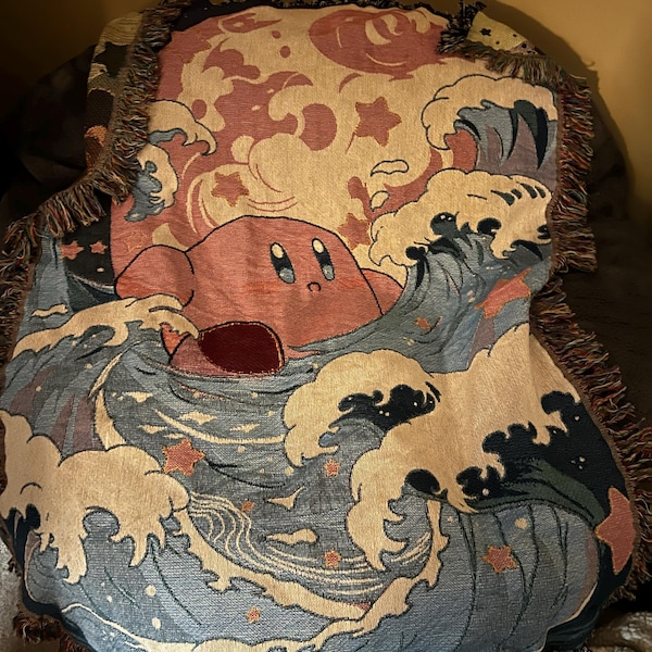 Kirby Hand Woven Cozy Blanket Gaming Tapestry Throw Suitable as Snuggle ...