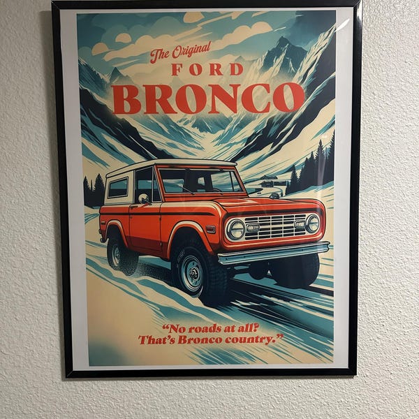 Vintage Original Ford Bronco Poster | Wall Art | Husband Gift | His ...