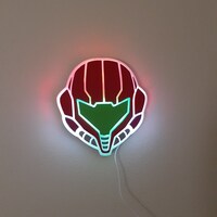 Metroid Samus Sign , Neon Like , LED , Light , Wall Decor, Night Light ...