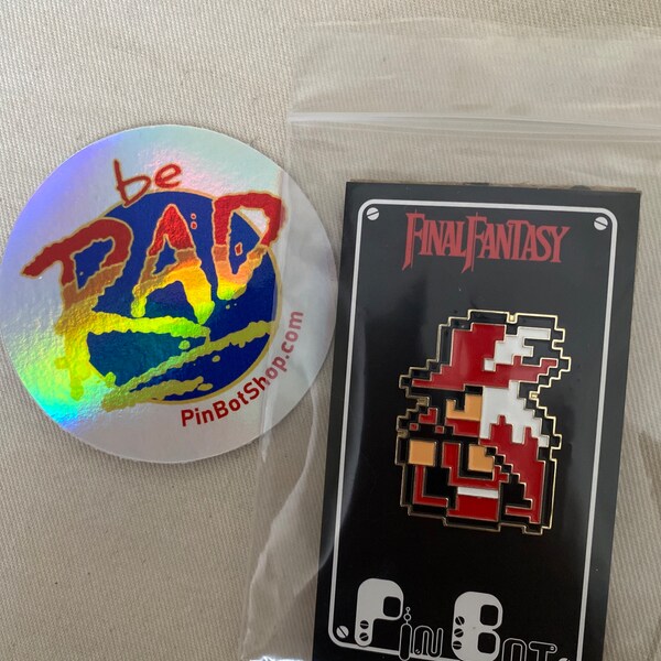 Retro 80s Final Fantasy 1 NES Inspired 8-bit Enamel Pin Red Mage Lapel ...