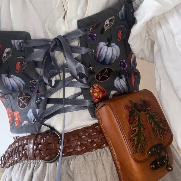 Halloween Top Renaissance Bodice, Pumpkin Corset Witch Style Corset ...
