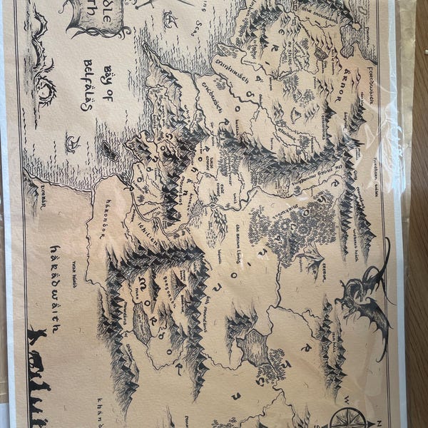 Handrawn A3 Lord of the Rings Inspired Map - Etsy UK